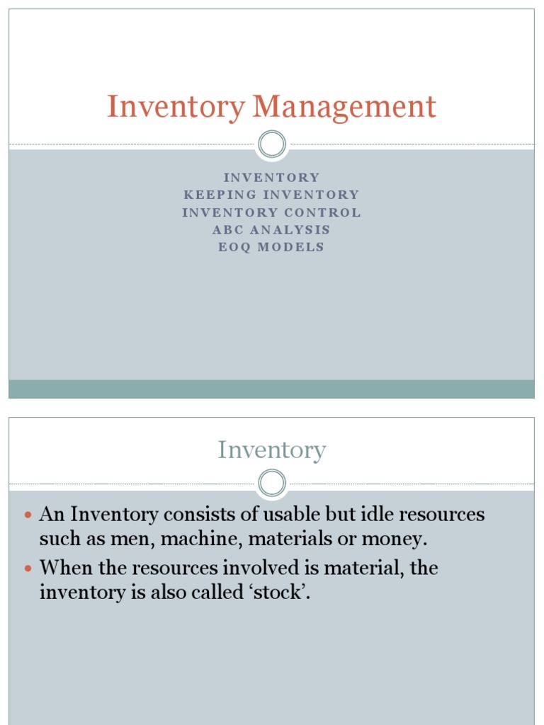 Inventory Management: Inventory Keeping Inventory Inventory Control Abc ...