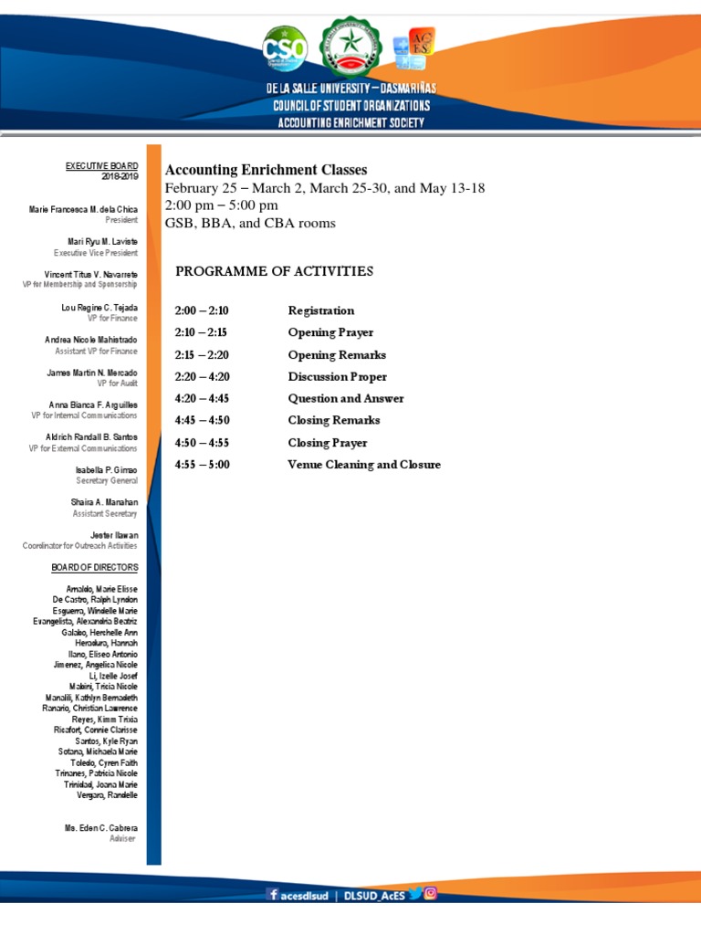 Programme of Activities | PDF