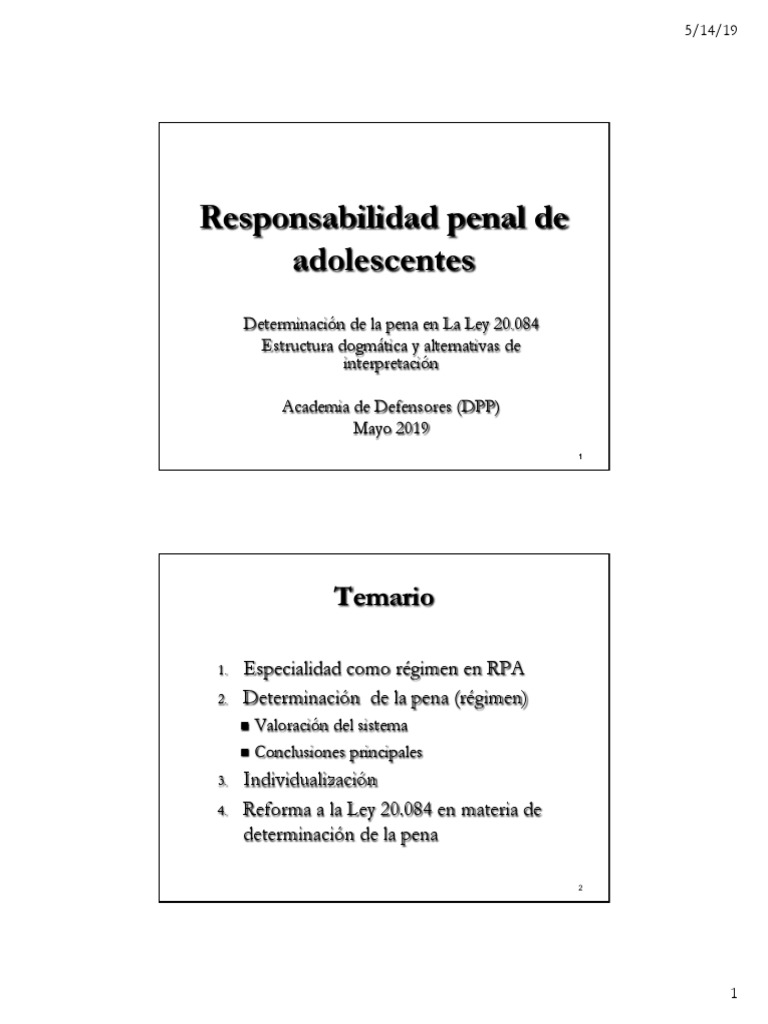RPA y Determinación de La Pena en La Ley 20084 DPP (Academia) 2019 PDF | PDF | Castigos | Pena ...
