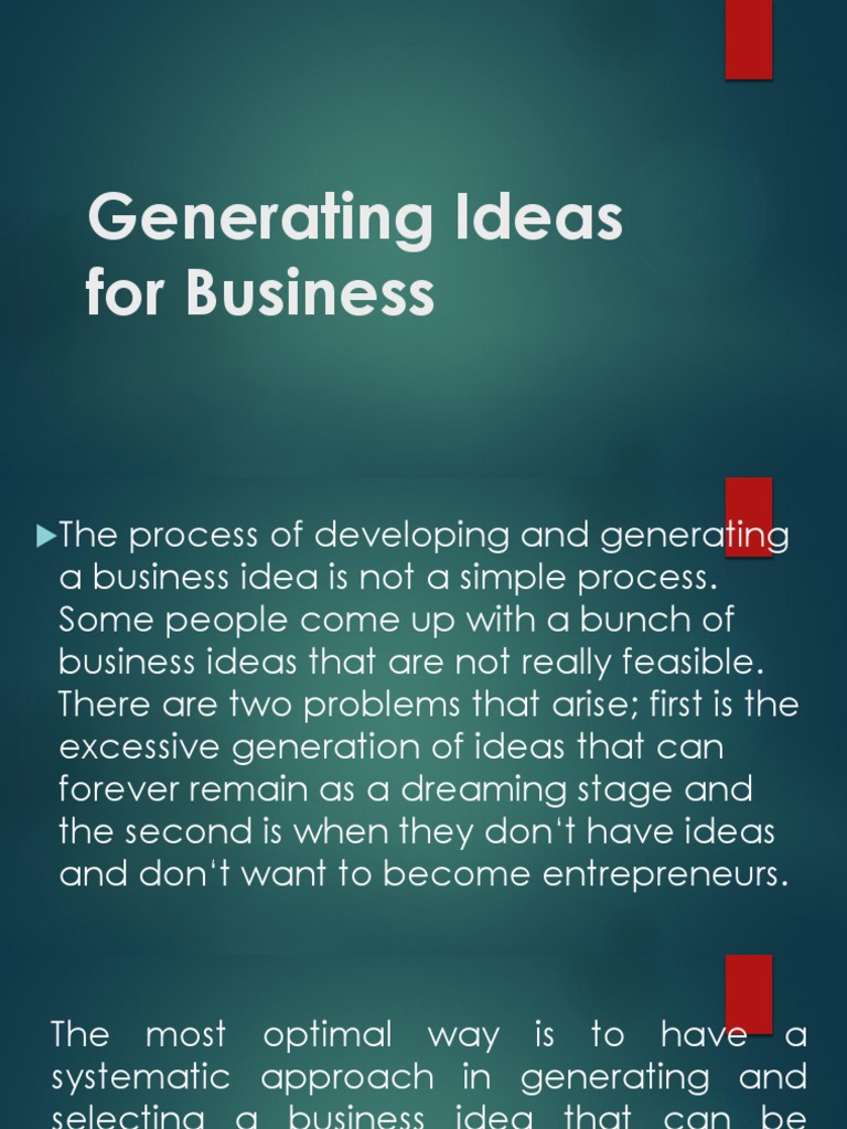 Business Idea Generation Process | PDF | Brand | Business
