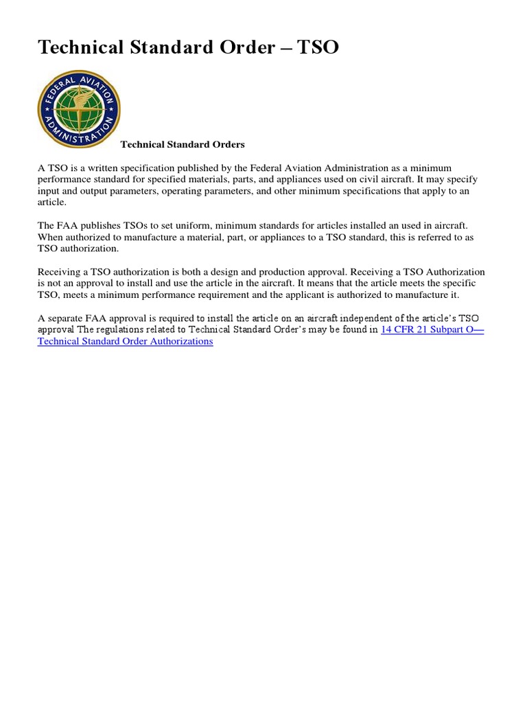 Technical Standard Order | PDF