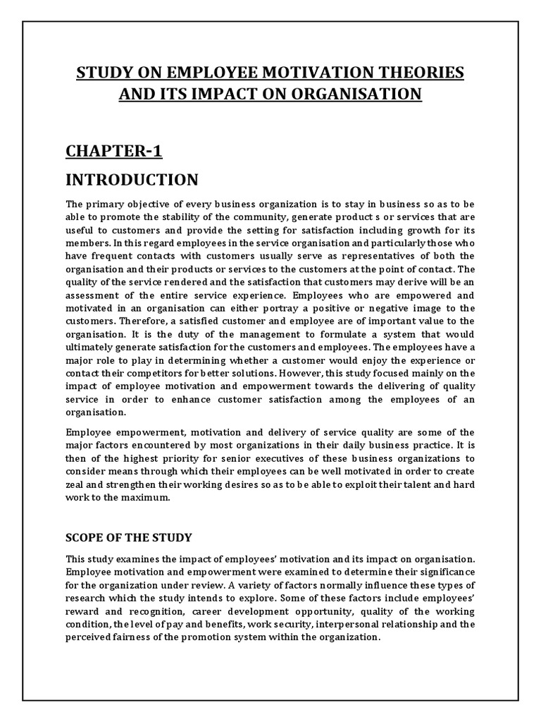 Study On Employee Motivation Theories and Its Impact On Organisation ...