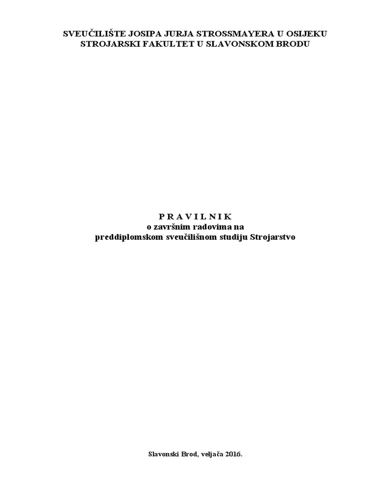 Pravilnik Za Završni Rad SFSB | PDF