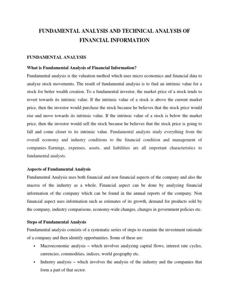 Fundamental Analysis and Technical Analysis of Financial Data | PDF | Technical Analysis | Investing