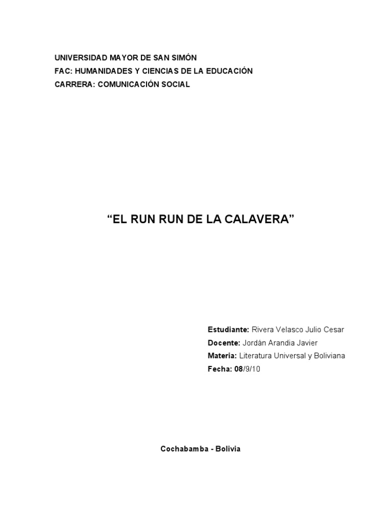 El Run Run de La Calavera | PDF | Vida | Libros