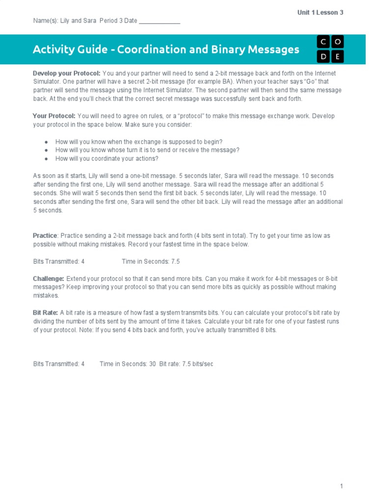 Final Coordination and Binary Messages | Download Free PDF | Bit Rate | Bit