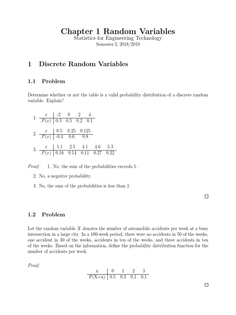 Chapter 1 Main | PDF | Random Variable | Probability Distribution