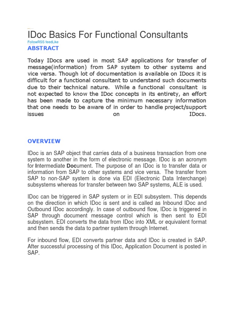 IDoc Basics For Functional Consultants | PDF | Electronic Data Interchange | Computer Engineering