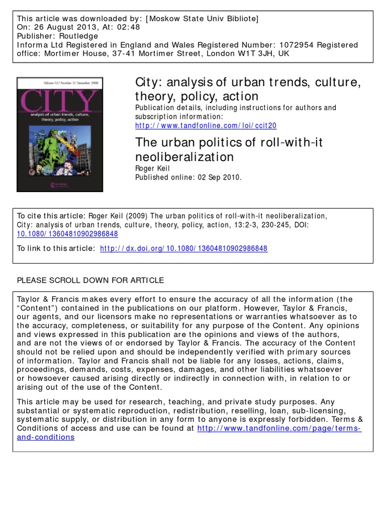 Urban Studies | PDF | Neoliberalism | Capitalism