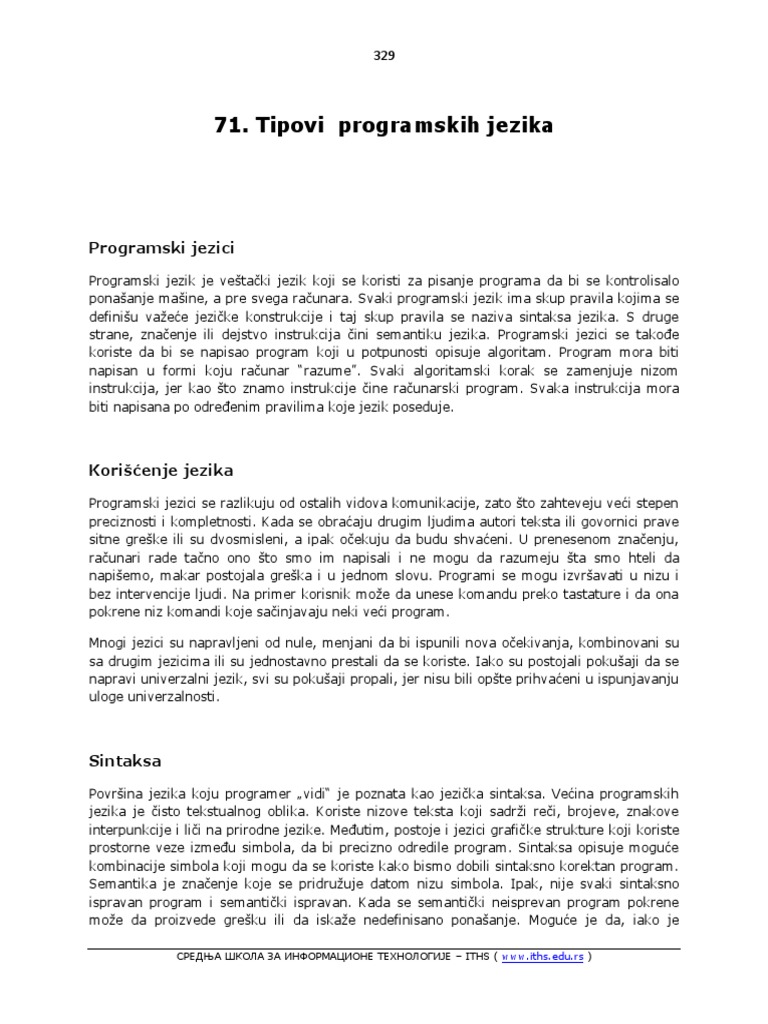 71 - Tipovi Programskih Jezika | PDF