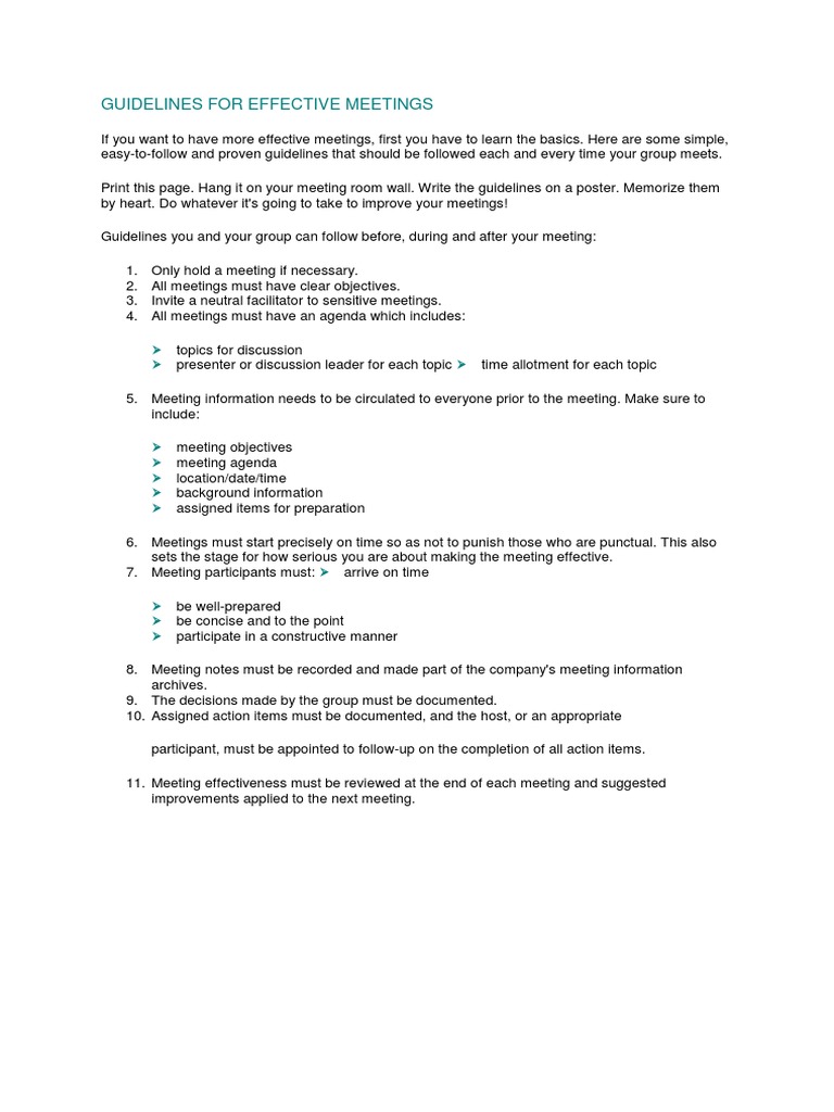 Guidelines For Effective Meetings | PDF