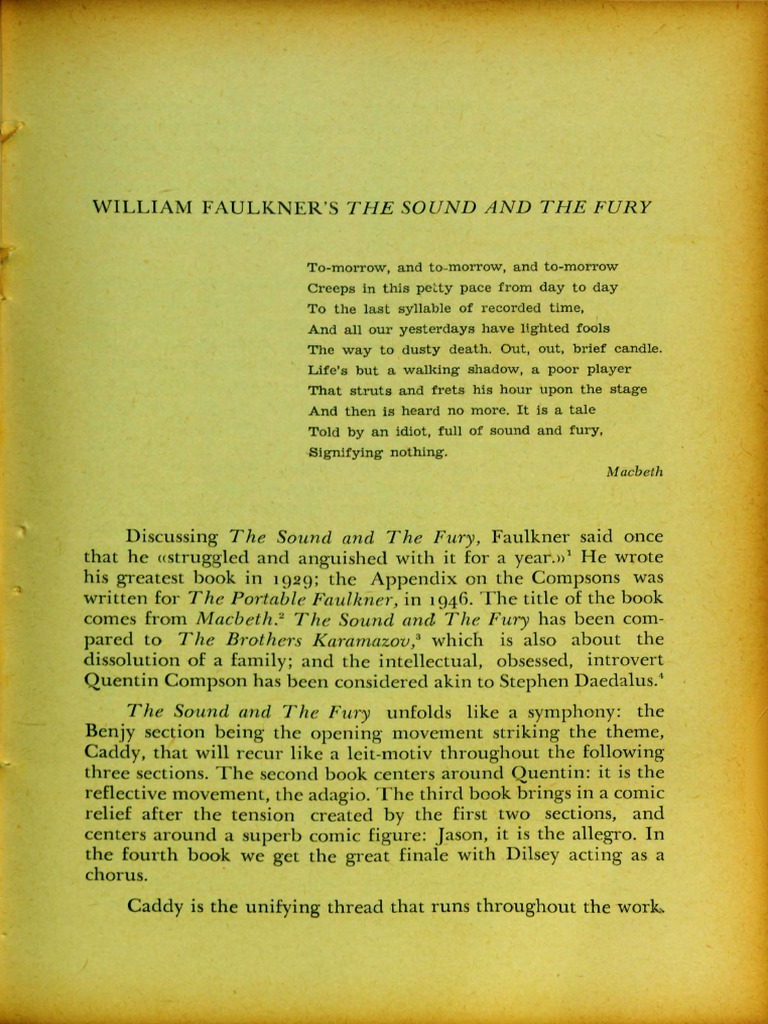 William Faulkner's The Sound and The Fury (#14606) - 13617 PDF | PDF