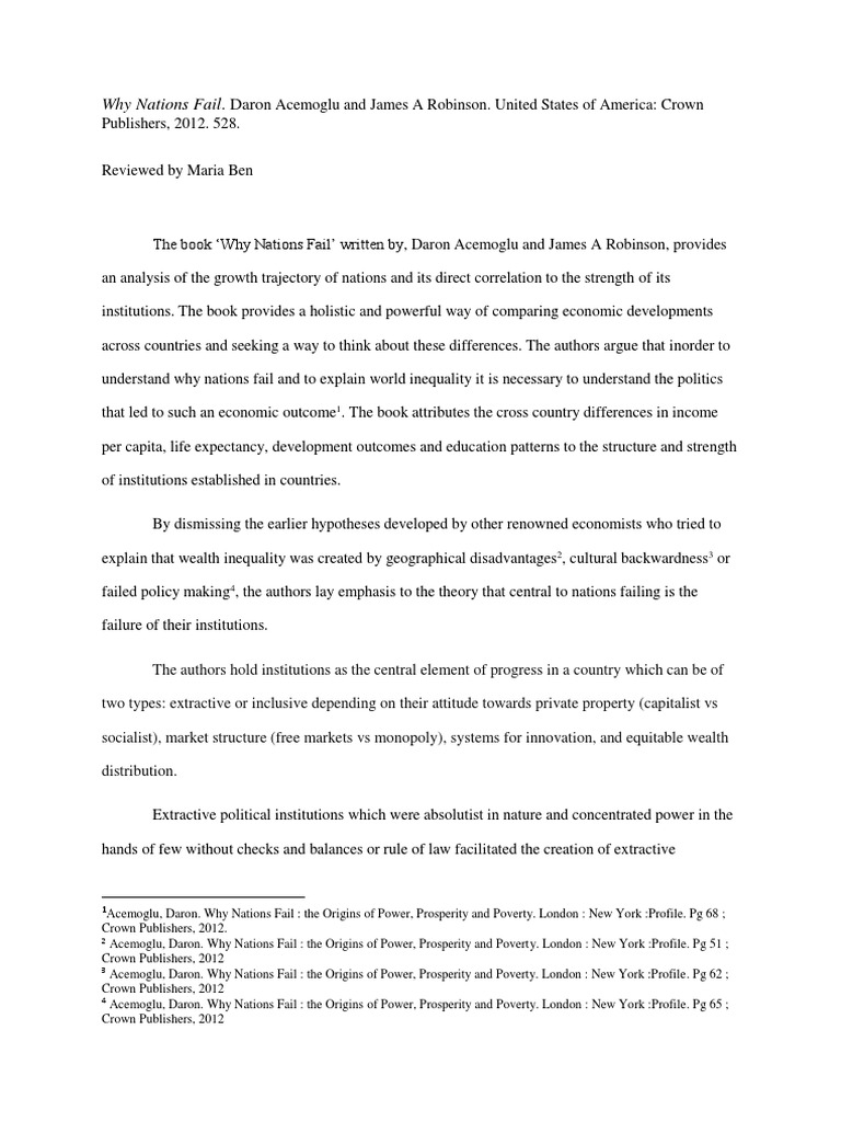 Why Nations Succeed or Fail: A Review of Daron Acemoglu and James ...