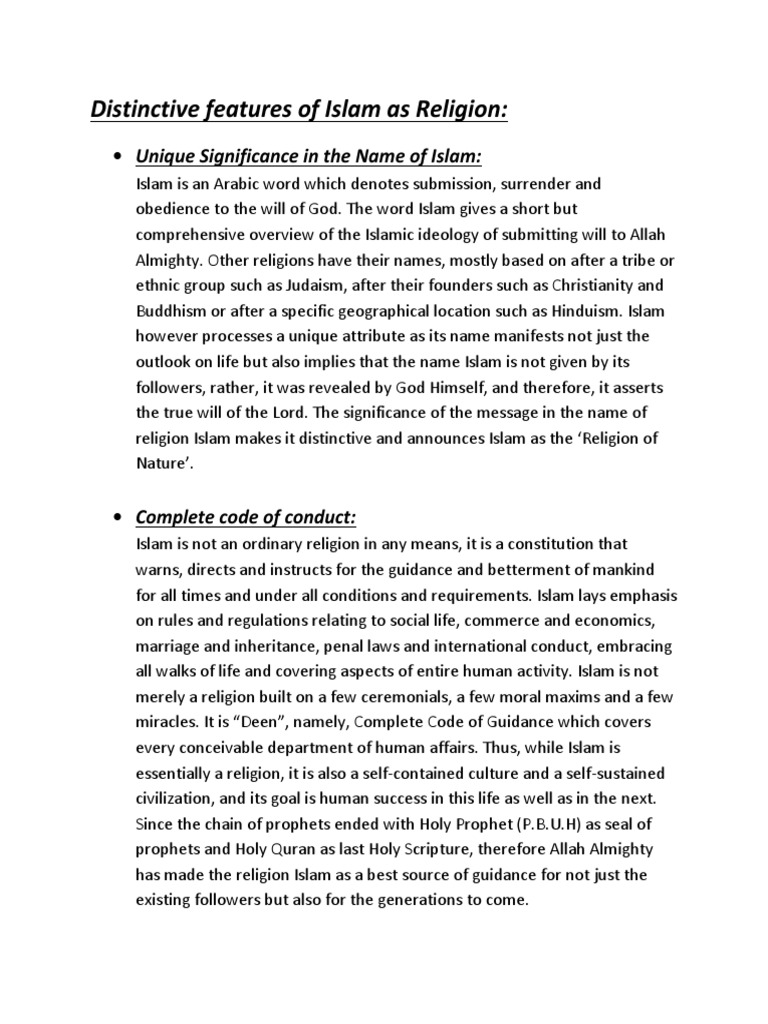 Distinctive Features of Islam As Religion | PDF | Rights | God