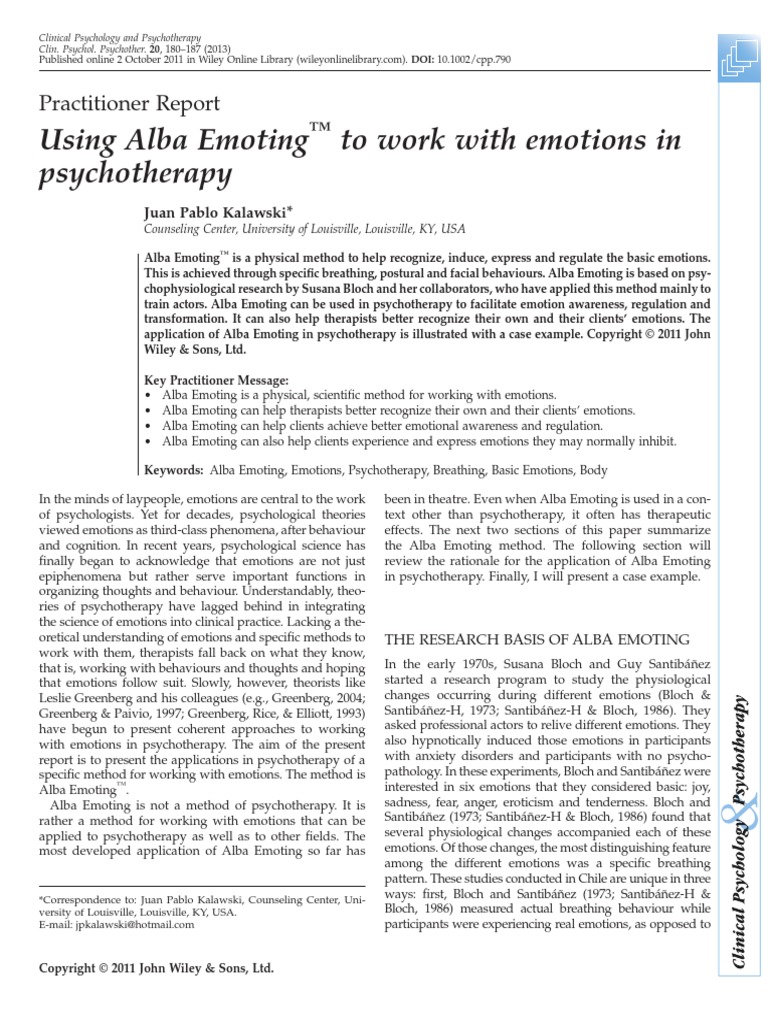 Alba Emoting 1 | PDF | Psychotherapy | Feeling