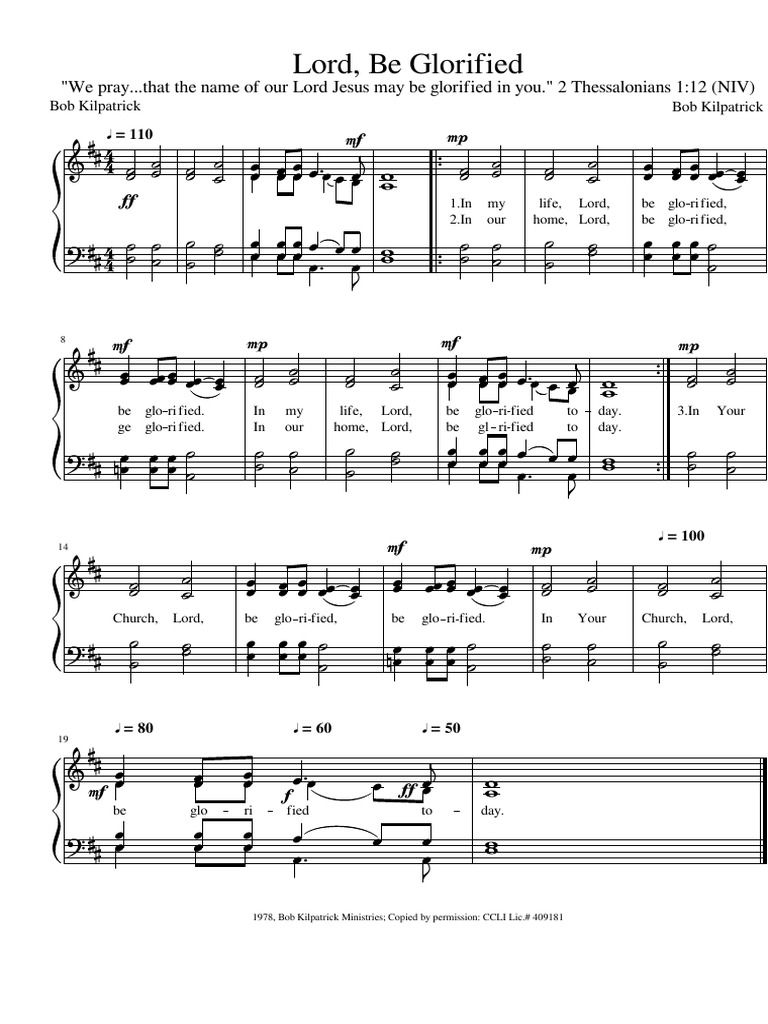 Lord, Be Glorified: "We Pray... That The Name of Our Lord Jesus May Be ...