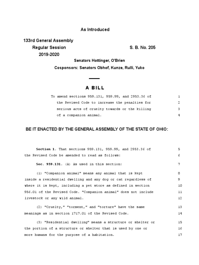 Senate Bill 205 | PDF | Fine (Penalty) | Misdemeanor