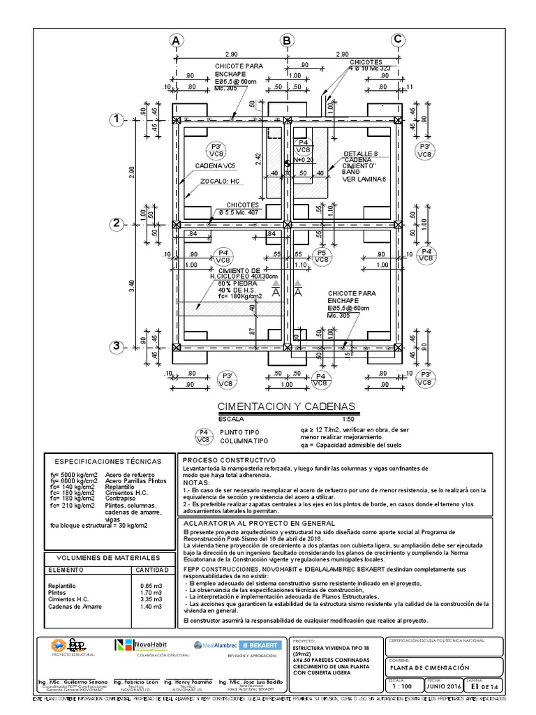 Planos Estructurales Vivienda T8 | PDF | Acero | Fundación (Ingeniería)
