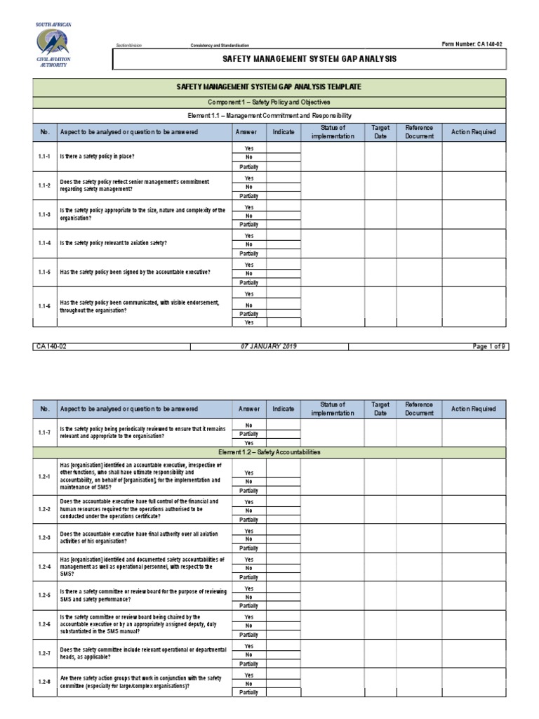 Safety Management System Gap Analysis Template | PDF | Risk Management ...