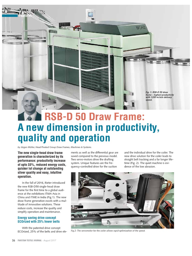 RSB-D 50 Draw Frame:: A New Dimension in Productivity, Quality and ...