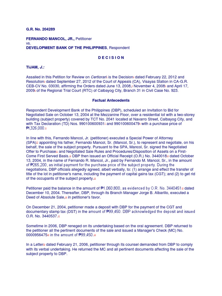 Mancol Vs DBP | PDF | Hearsay In United States Law | Evidence (Law)