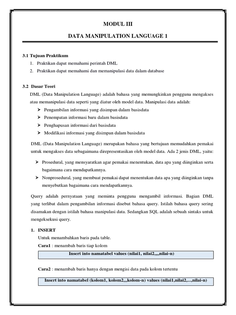 DML_MANIPULASI_DATA | PDF
