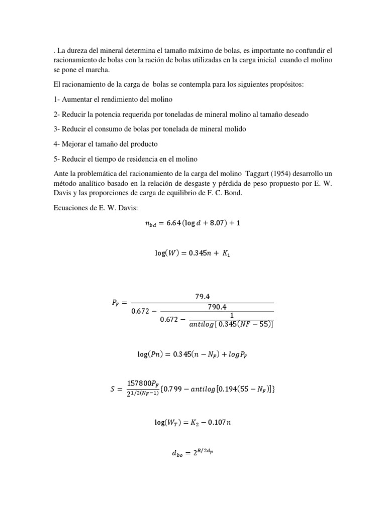 Davis Formula | Descargar gratis PDF | Molino (molienda) | Masa