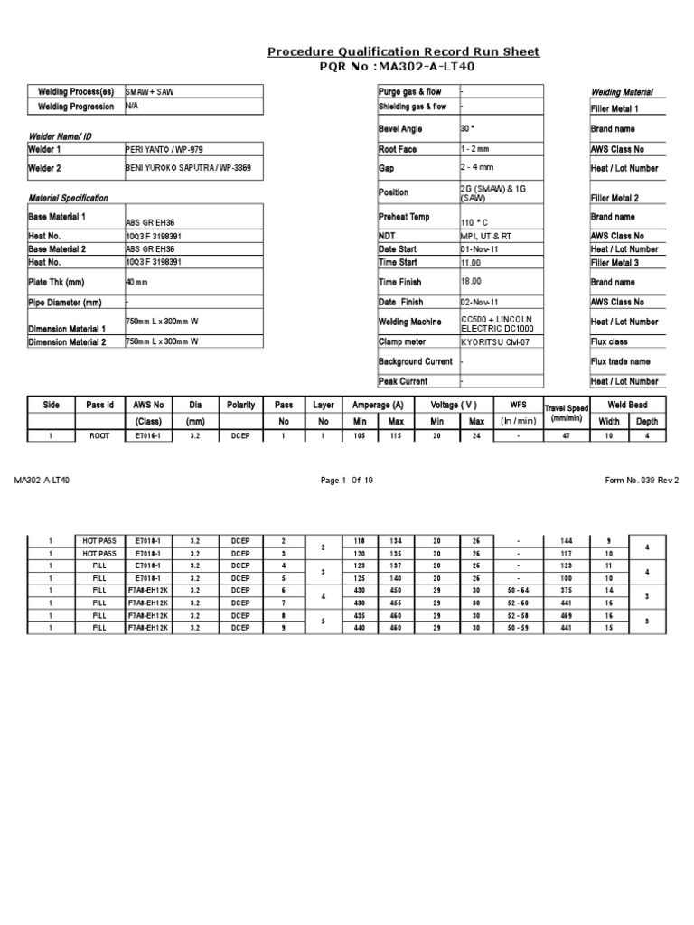 Sample WPS on WPS cips | Welding | Steel