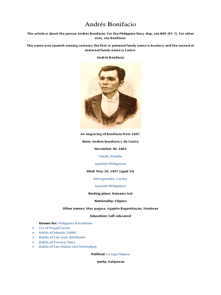 Andrés Bonifacio at Katipunan | PDF | Philippines