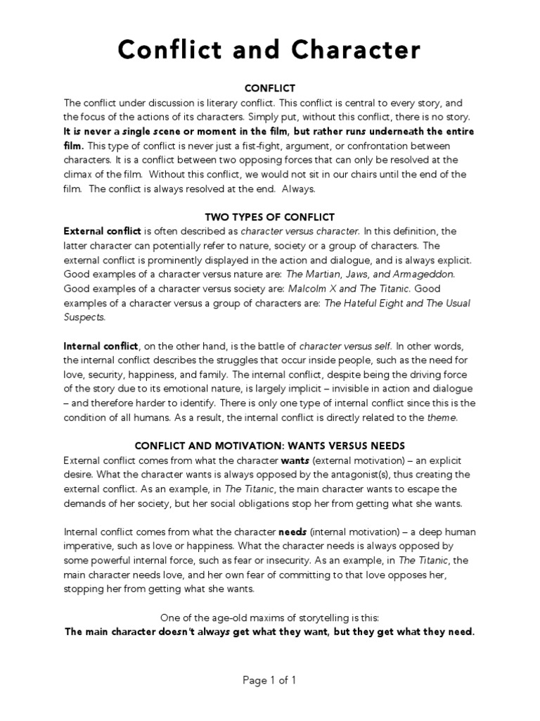 Conflict and Character | PDF | Motivation | Motivational