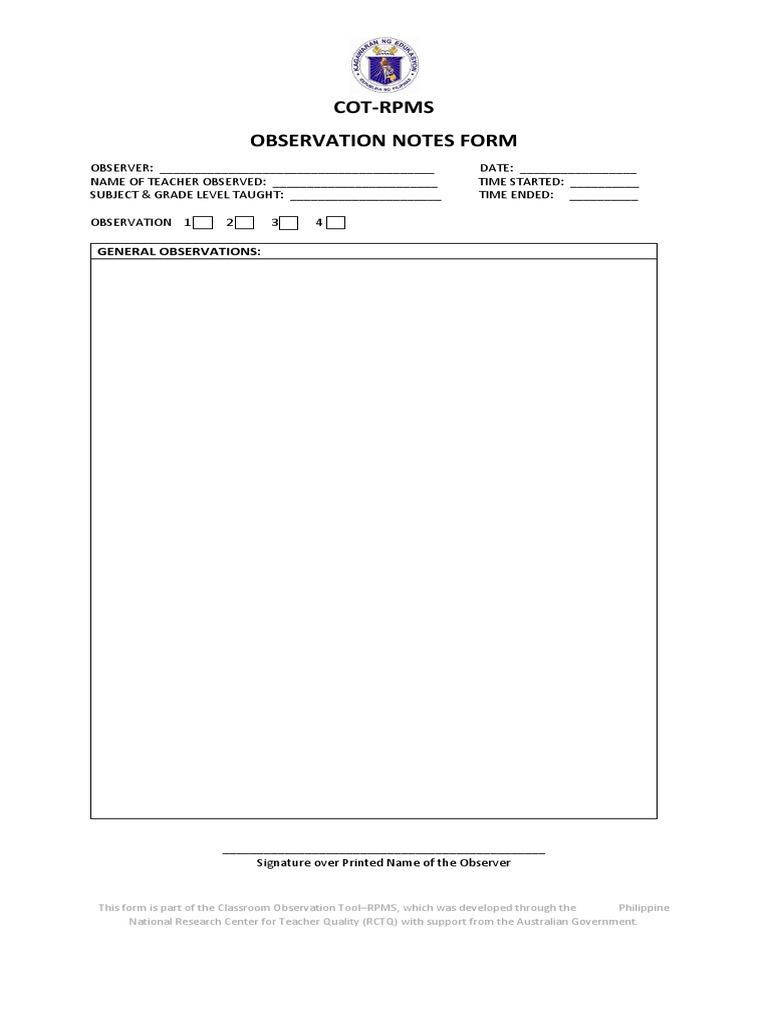 Observation Notes | PDF