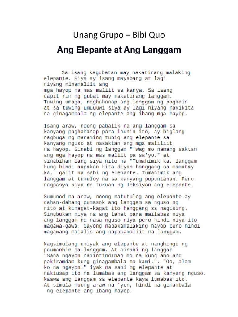 Ang Elepante at Ang Langgam | PDF