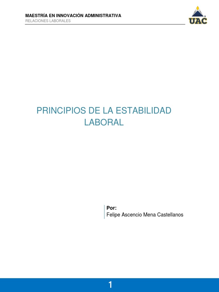 Principios de Estabilidad Laboral | PDF | Relaciones laborales ...