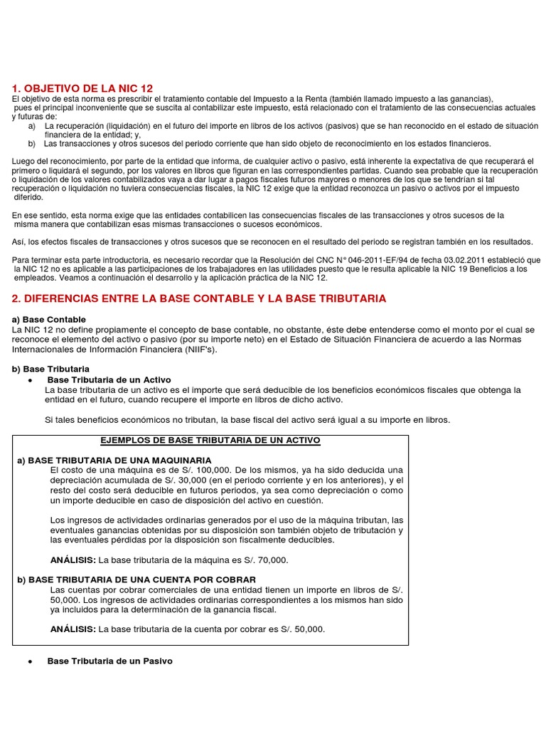 Análisis y Aplicación Práctica de La NIC 12 | PDF | Impuestos ...