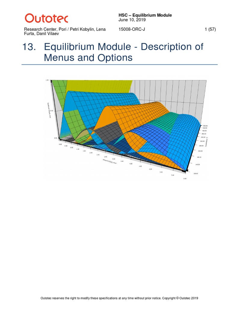 Equilibrium Module - Description of Menus and Options | PDF | Phase ...