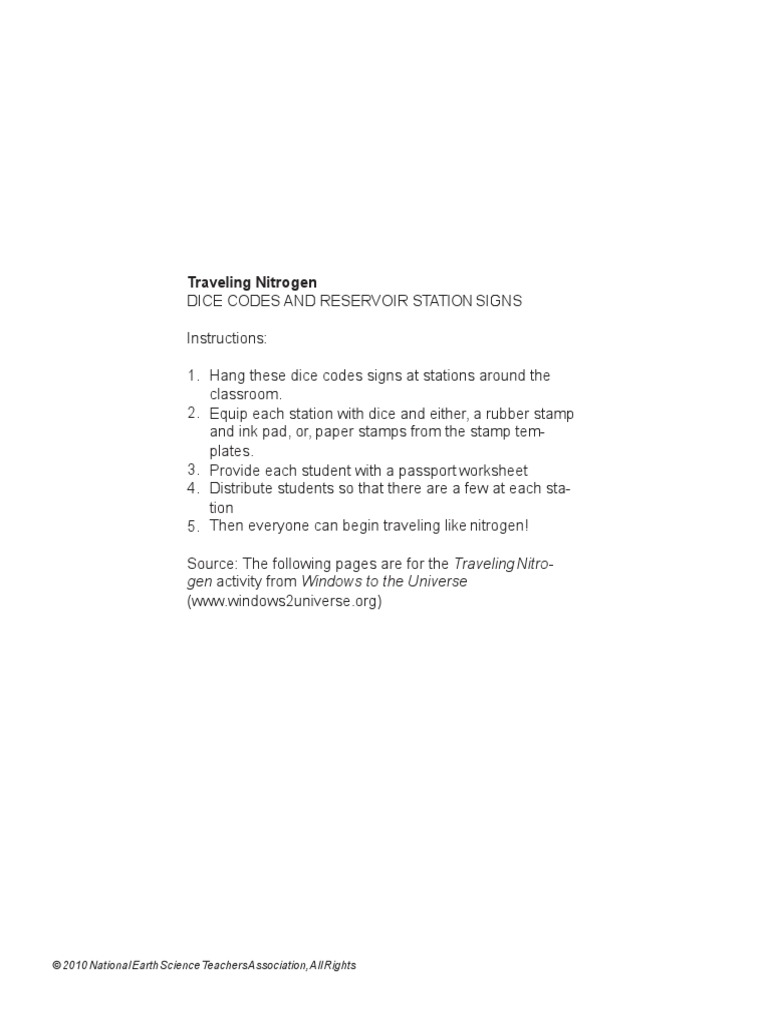 Nitrogen Cycle Reservoir Dice Codes | PDF | Soil | Ecology