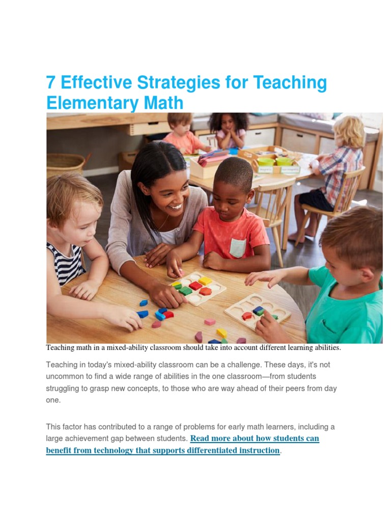 7 Effective Strategies For Teaching Elementary Math | PDF | Teachers ...