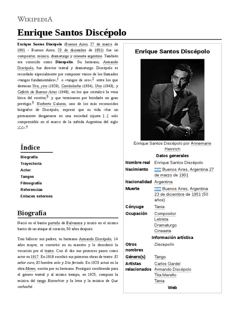 Enrique Santos Discépolo | PDF | Tango | Estilos de música uruguayos