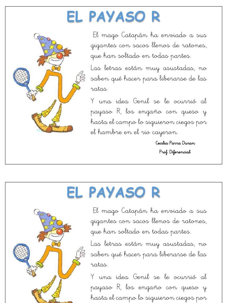 Cuento del Payaso R para Niños | PDF | Cocina, comidas y vino | Novela ...