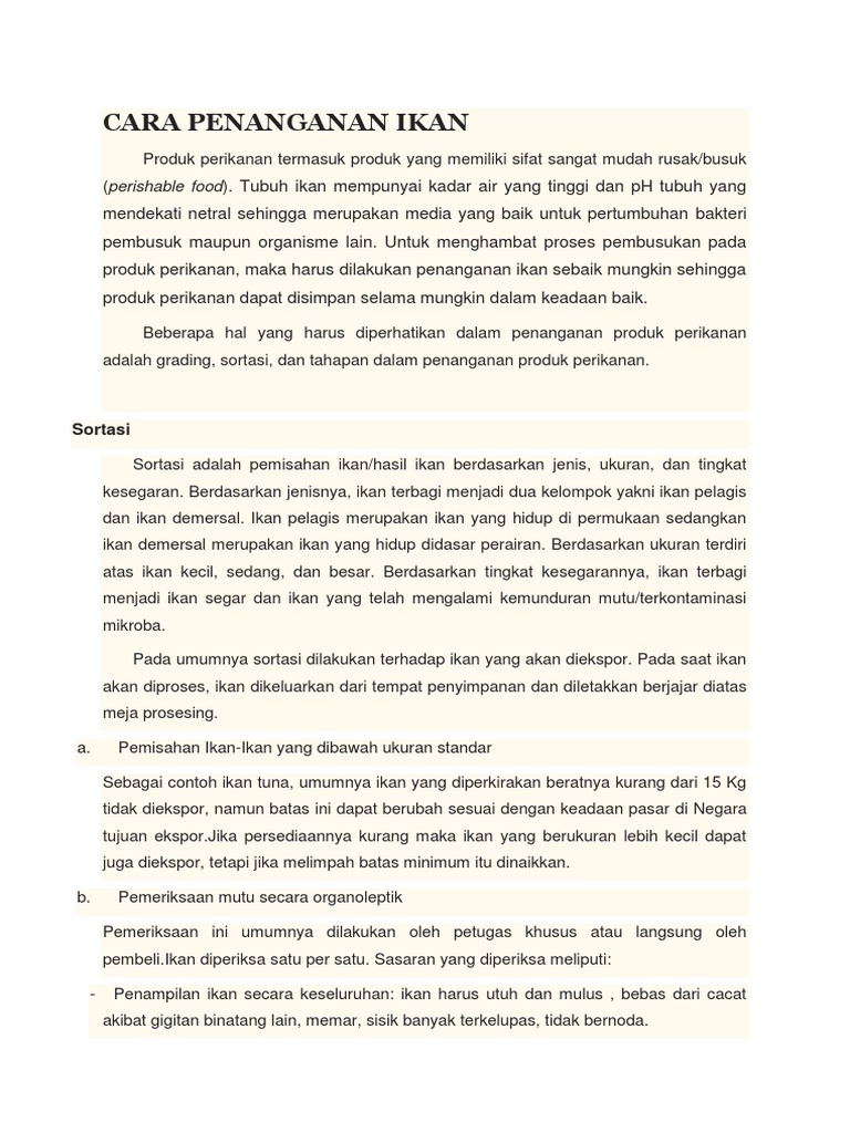Proses Sortasi dan Grading Ikan | PDF