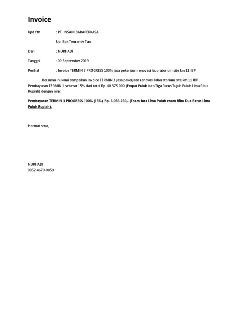 Invoice Termin 3 Renovasi Lab Ibp | PDF