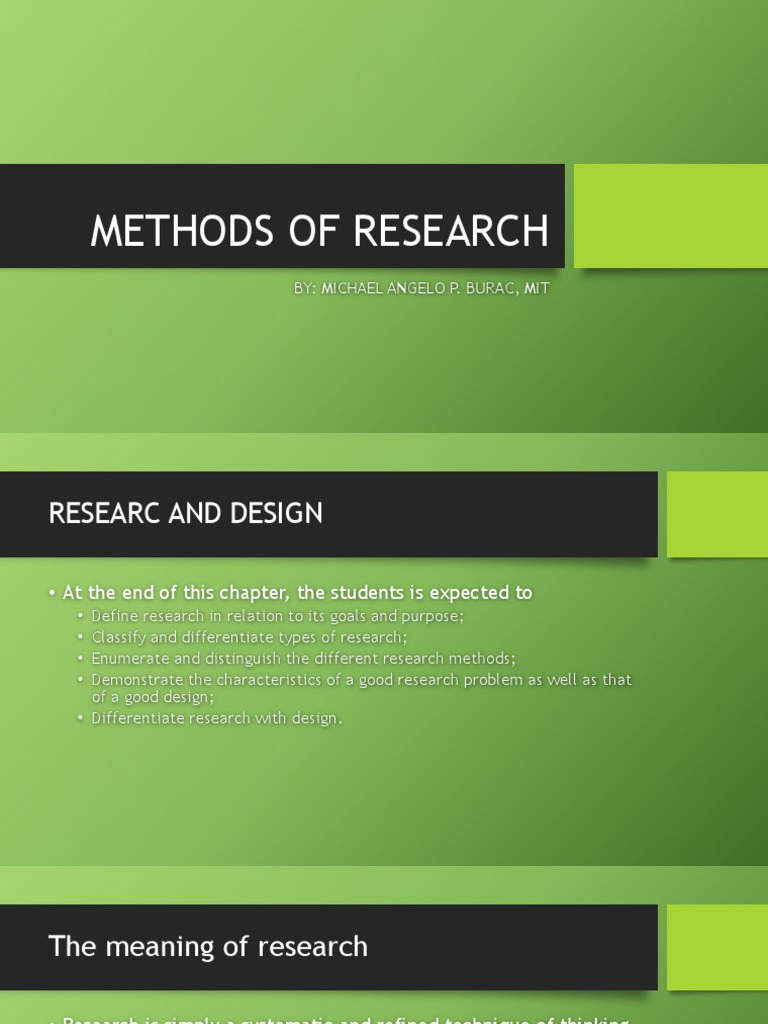 Methods of Research | PDF | Scientific Method | Theory
