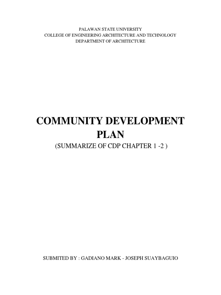 Community Development Plan: (Summarize of CDP Chapter 1 - 2) | PDF ...