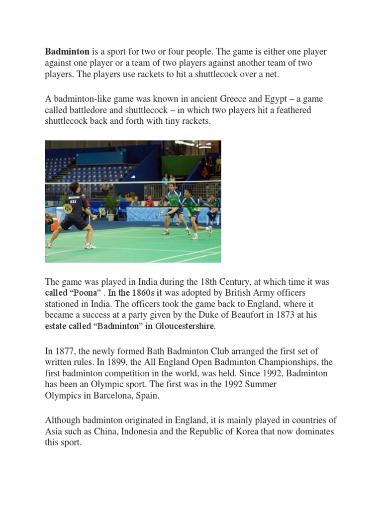 Badminton | PDF