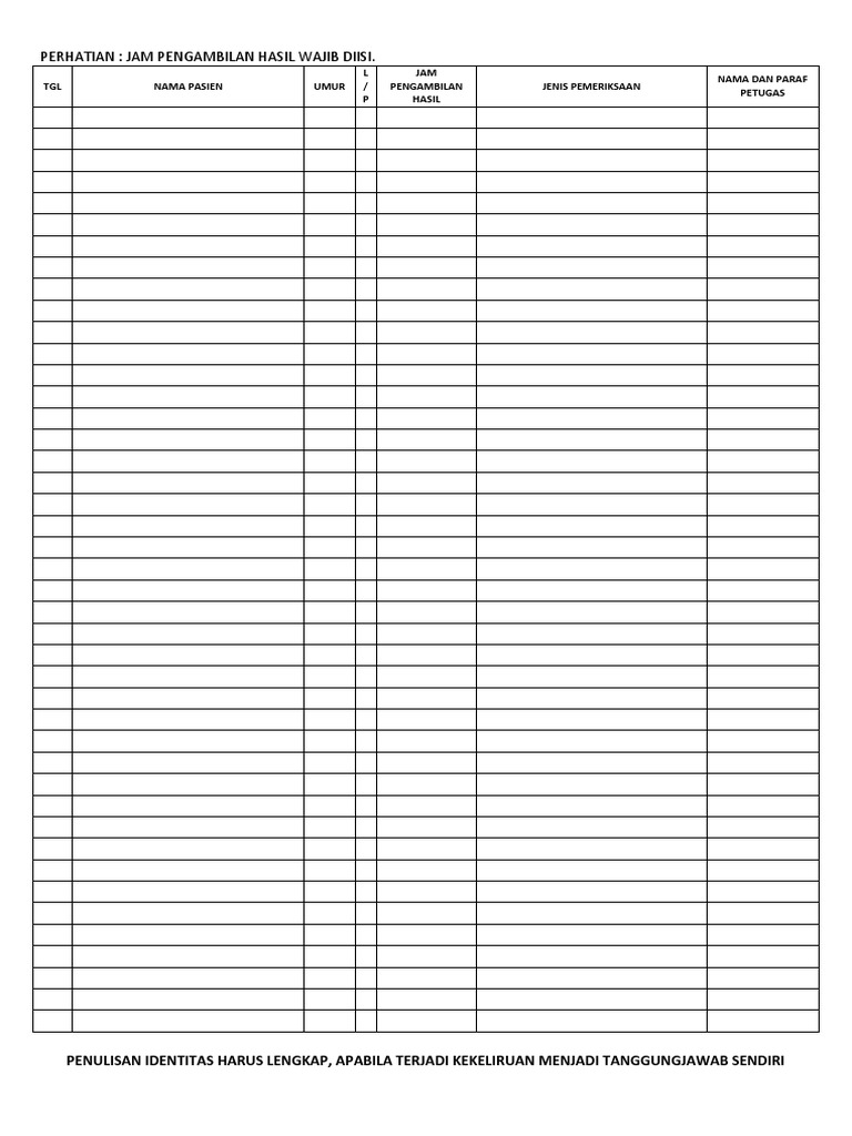 Format Buku Pengambilan Hasil | PDF
