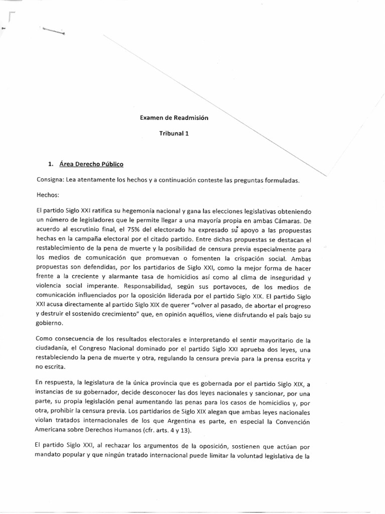 Readmision Modelo de Examen Tribunal 1 PDF | PDF