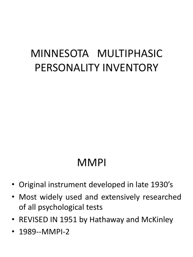 Minnesota Multiphasic Personality Inventory | PDF | Psychiatry Related ...
