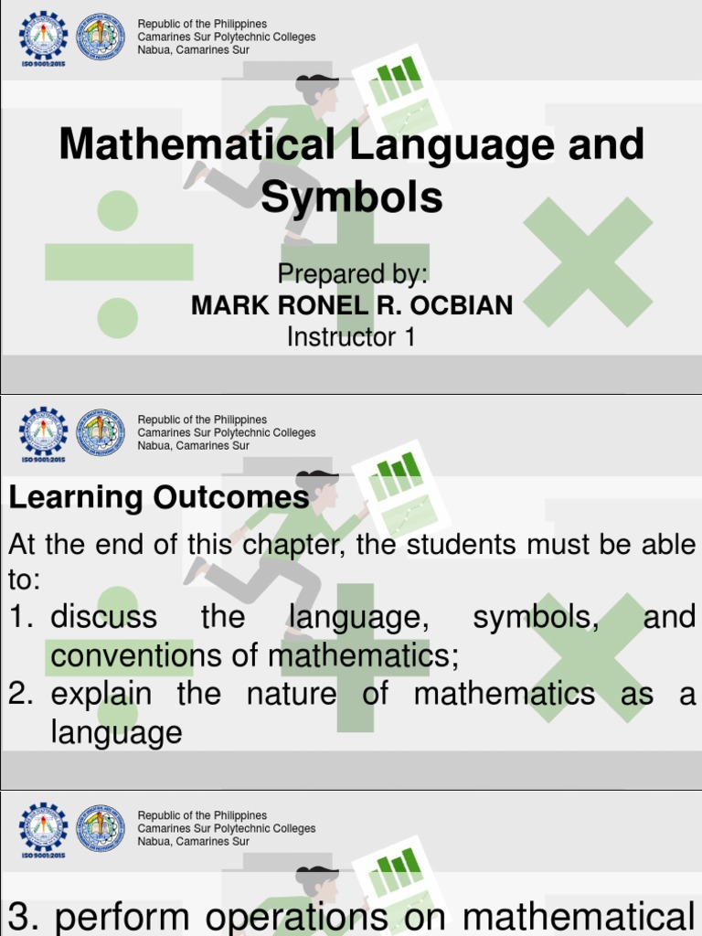 Mathematical Language and Symbols: Mark Ronel R. Ocbian | PDF | Set ...