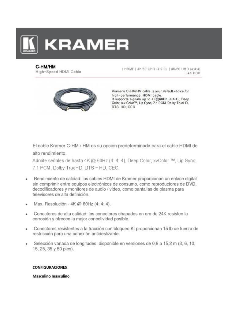 Kramer C | PDF | Hdmi | Ingeniería Electrónica