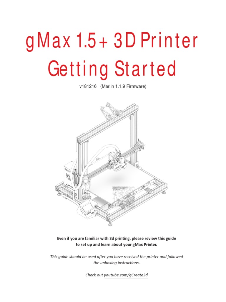 Getting Started Manual - 181216 | PDF | Extrusion | Printer (Computing)